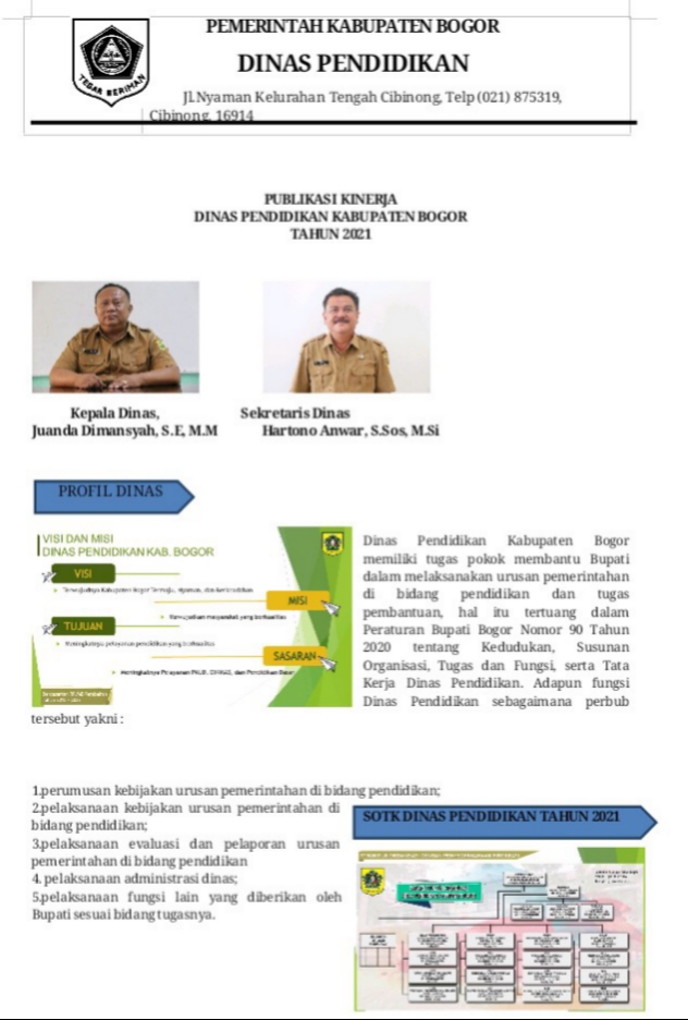 Berikut Publikasi Kinerja Disdik Kabupaten Bogor Tahun 2021 - Bogor Channel